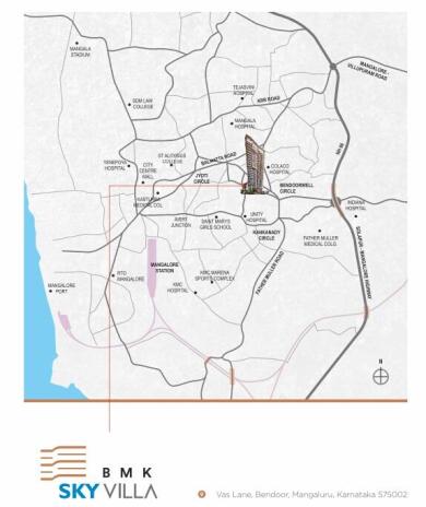Land Trades Builders and Developers Land BMK Sky Villa Map - Attavara, Mangalore Location Map
