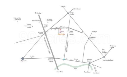 M D Constructions Brahma Tower Map - Wakad, Pune Location Map
