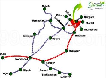 Magnus India Homes Pvt Ltd Magnus Greens Map - Bhowali, Nainital Location Map