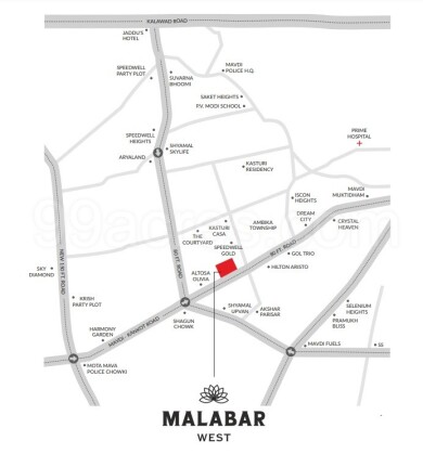 Malabar Developers Rajkot Malabar West Map - Mavdi, Rajkot Location Map