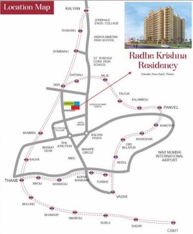 Mangalam Infra Radhe Krishna Residency Map - Diva, Mumbai Location Map