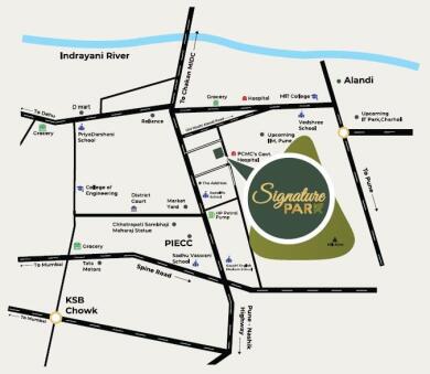 Metro Realty Metro Signature Park Map - Moshi, Pune Location Map