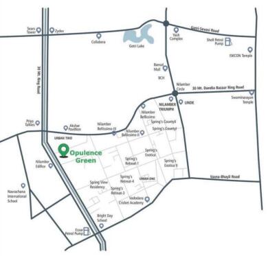 Milestone Infra Vadodara Opulence Green Map - Bhayli, Vadodara Location Map