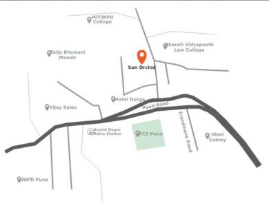 Mittal Builders Mittal Sun Orchid Map - Kothrud, Pune Location Map