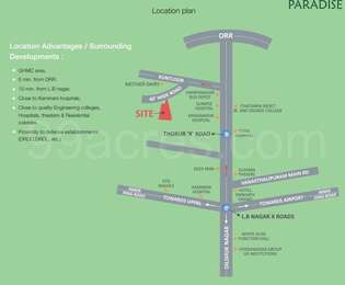 Modi Builders Modi Paradise Map - Hayathnagar, Hyderabad Location Map