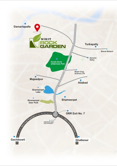 Nikit Estates Nikit Rock Garden Map - Shamirpet, Secunderabad Location Map