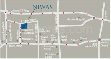 Niwas Developers Niwas Apartments Map - Vasna Road, Vadodara Location Map