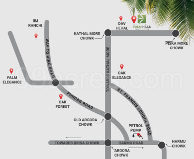 NK Constructions Pvt Ltd NK Palm Hills Map - Argora, Ranchi Location Map