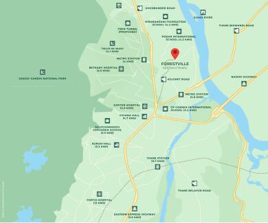 Forestville by Oberoi Realty Map - Kolshet, Thane Location Map