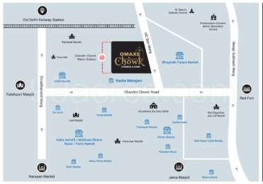 Omaxe Chandni Chowk Map - Chandni Chowk, Delhi Central Location Map