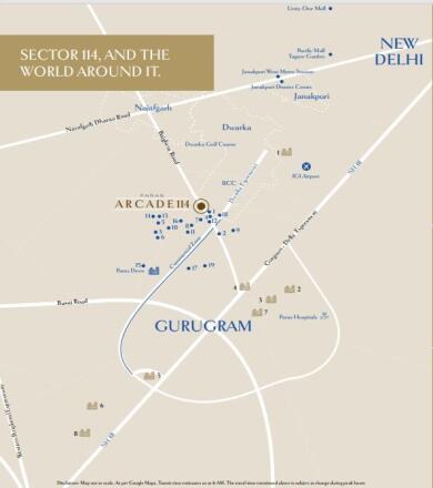 Paras Buildtech Paras Arcade 114 Map - Sector 112 Gurgaon Location Map