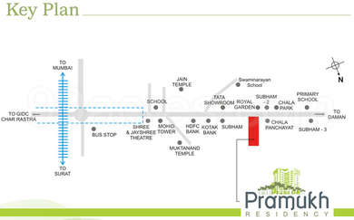 Pramukh Group Pramukh Residency Map - Chala, Vapi Location Map