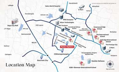 Pionier Developers Pionier Mayfairre Map - Sarjapur Road, Bangalore East Location Map