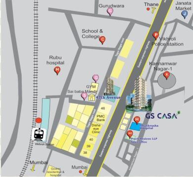 Prach Realcon Llp Prach Gs Casa Map - Vikhroli East, Mumbai Location Map