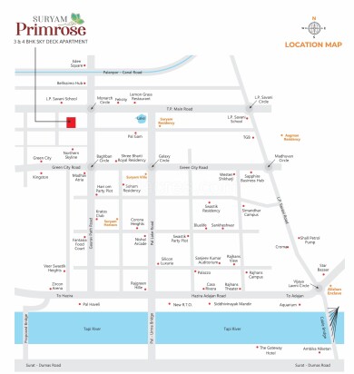 Suryam Developers Suryam Primrose Map - Pal Gam, Surat Location Map