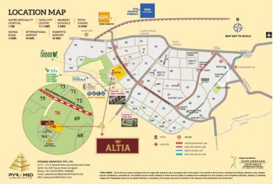 Pyramid Infratech Pyramid Altia Map - Sector 70, Gurgaon Location Map