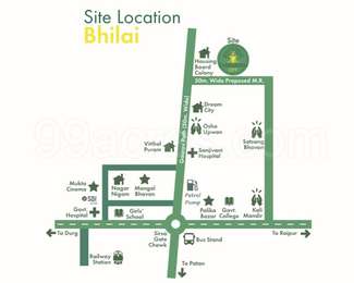 Radha Kishan Group Evergreen City Map - Charoda, Bhilai Location Map