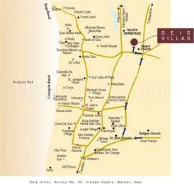 Redstone Group Redstone Seis Villas Map - Arpora, North Goa Location Map