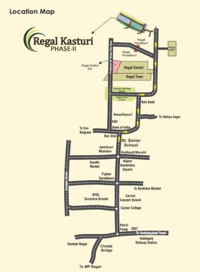 Regal Homes Regal Kasturi Phase 2 Map - Khajuri Kalan, Bhopal Location Map