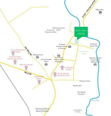 Rockinfra Construction Rockinfra Onyx Map - Miraj, Sangli Location Map