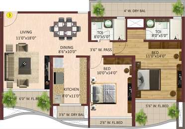 2 BHK / Bedroom Apartment / Flat for rent in Rustomjee Elita Juhu ...