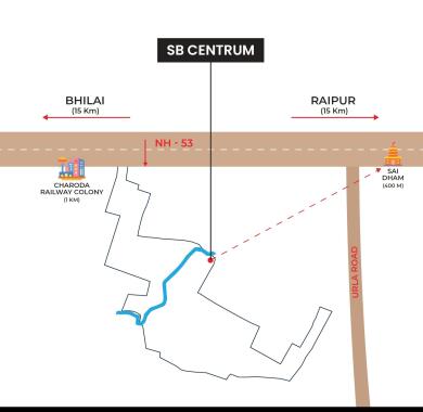 Saba Infraventures SB Centrum Map - Charoda, Bhillai Location Map