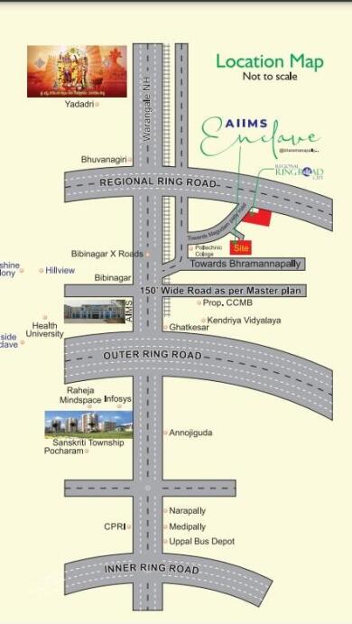 Sai Sri Infra Developers Sai AIIMS Enclave Map - Bibinagar, Hyderabad ...