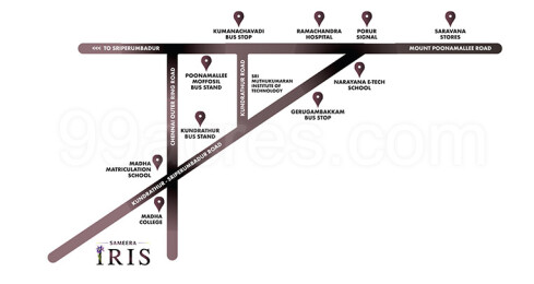 Sameera Land and Constructions Sameera IRIS Map - Kundrathur, Chennai South Location Map