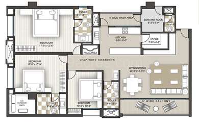 3 BHK / Bedroom Apartment / Flat for rent in Sanjivani Ananda Paota Jodhpur - 1700 Sq. Ft.- 14th ...