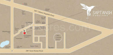 Saptansh Developers Saptansh Bungalow Map - Vesu, Surat Location Map
