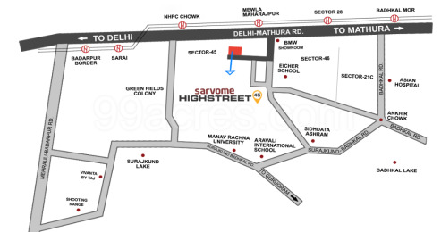 Sarvome Developers Sarvome Highstreet 45 Map - Sector 45, Faridabad ...
