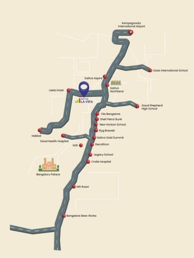 Sattva Group Sattva La Vita Map - Hennur Road, Bangalore North Location Map