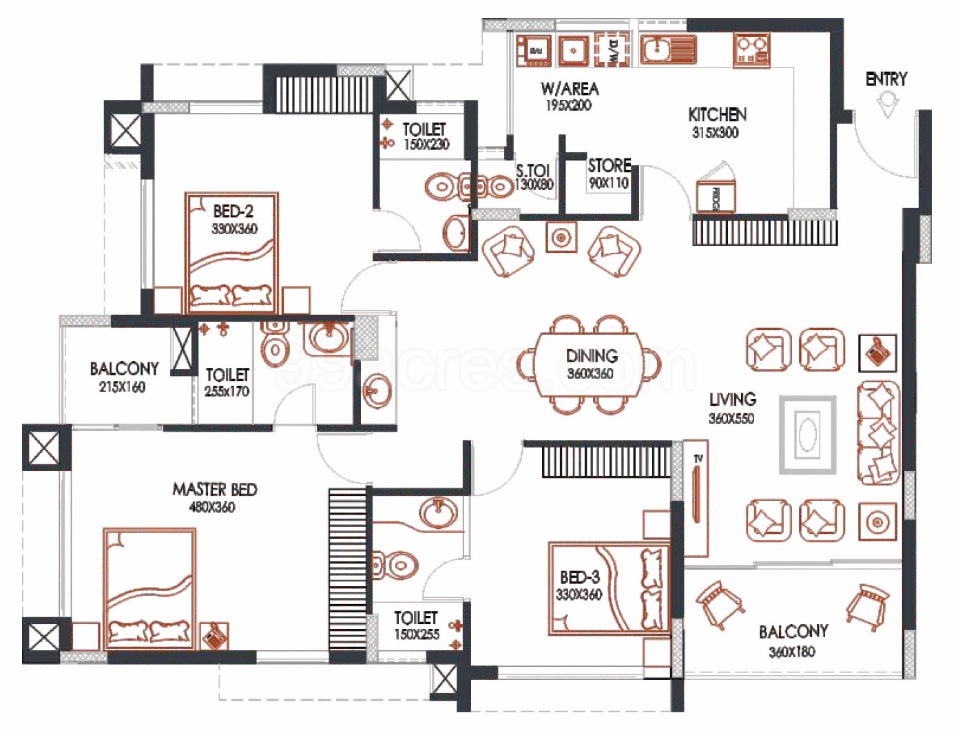 SFS Homes SFS Stanford Floor Plan - Nalanchira, Trivandrum