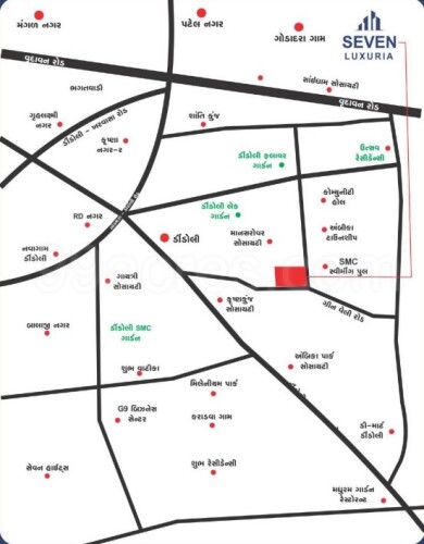 Shayona Developers Shayona Seven Luxuria Map - Dindoli, Surat Location Map