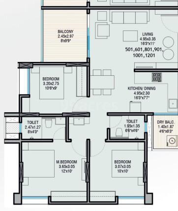 2 BHK / Bedroom Apartment / Flat for rent in Shivam 19 Grand West Dange ...