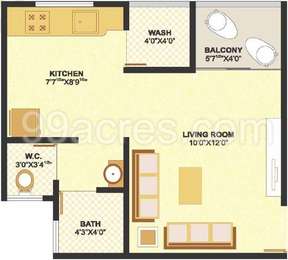 1 BHK / Bedroom Apartment / Flat for rent in Shree Rang Nano City 1 and ...