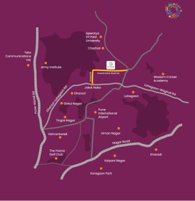 Shriram Associates Divine Garden Map - Dhanori, Pune Location Map