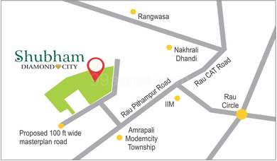 Shubham Buildcon Indore Shubham Diamond City 2 Map - Rau, Indore ...