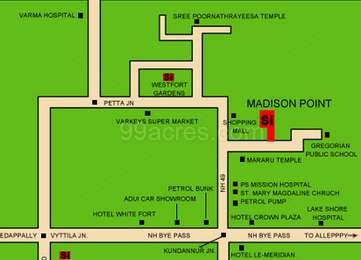 Southern Investments SI Madison Point Map - Maradu, Kochi Location Map