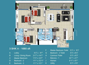 3 BHK Apartment / Flat for sale in SJR Blue Waters Sarjapur Road ...