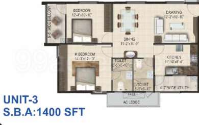 3 BHK / Bedroom Apartment / Flat for rent in SMR Vinay Iconia Kondapur ...