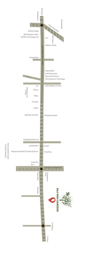 SNN Raj Corp Raj High Gardens Map - Hosur Road, Bangalore Location Map