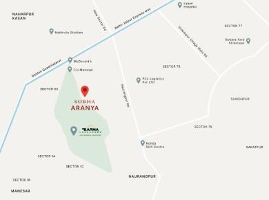 Sobha Developers Sobha Aranya Map - Sector 80 Gurgaon Location Map