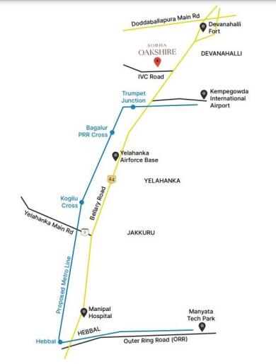 Sobha Developers Sobha Oakshire Map - Devanahalli, Bangalore North ...