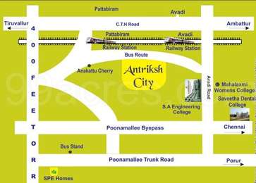 SPE Homes Builders SPE Antriksh City Map - Avadi, Chennai Location Map
