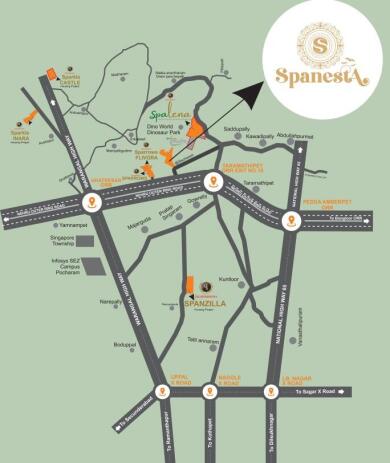 Sri Jagathswapna Realtors Spanesta Map - Bacharam, Hyderabad Location Map