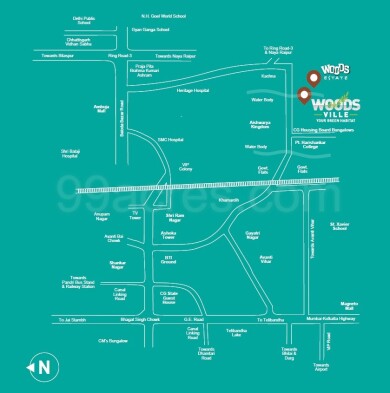 Sri Venkateshwara Realities Woods Ville Map - Kachna, Raipur Location Map