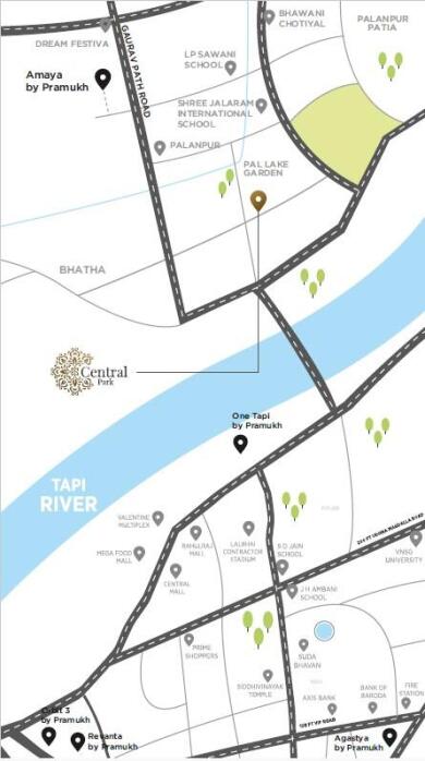 Pramukh Group Pramukh Central Park Map - PAL, Surat Location Map