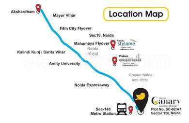 Prateek Group Prateek Canary Map - Sector-150 Noida Location Map