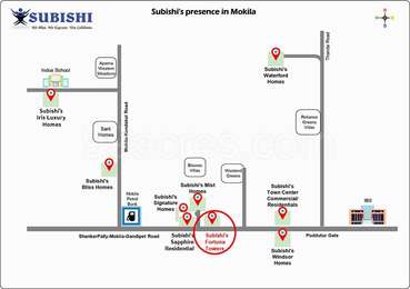 Subishi Infra Subishi Fortuna Towers Map - Mokila, Hyderabad Location Map